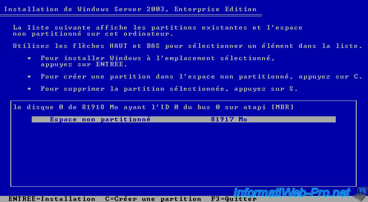 Installer Windows Server 2003 - Windows Server - Tutoriels - InformatiWeb Pro